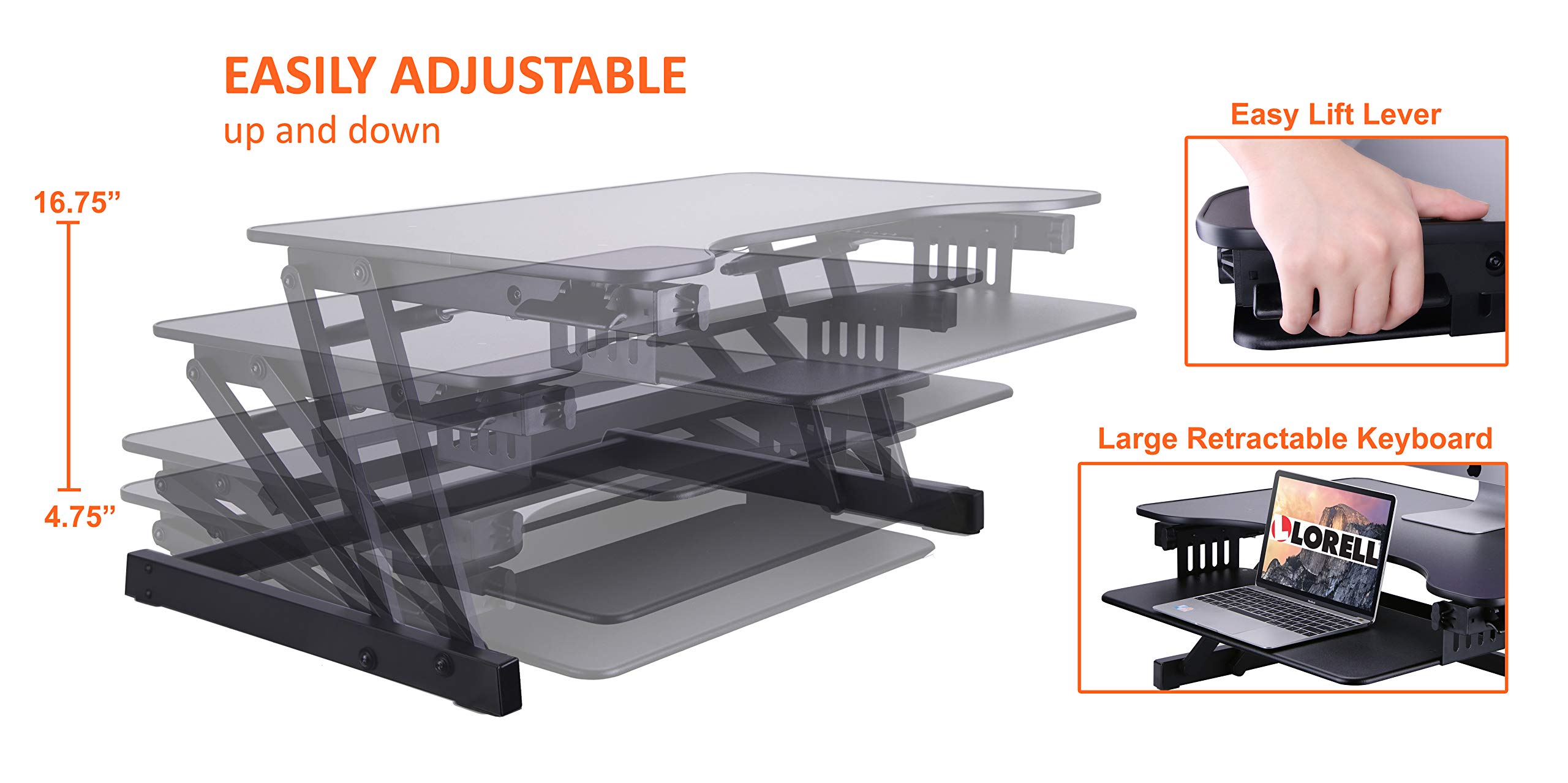 Lorell Sit-to-Stand monitor riser, black