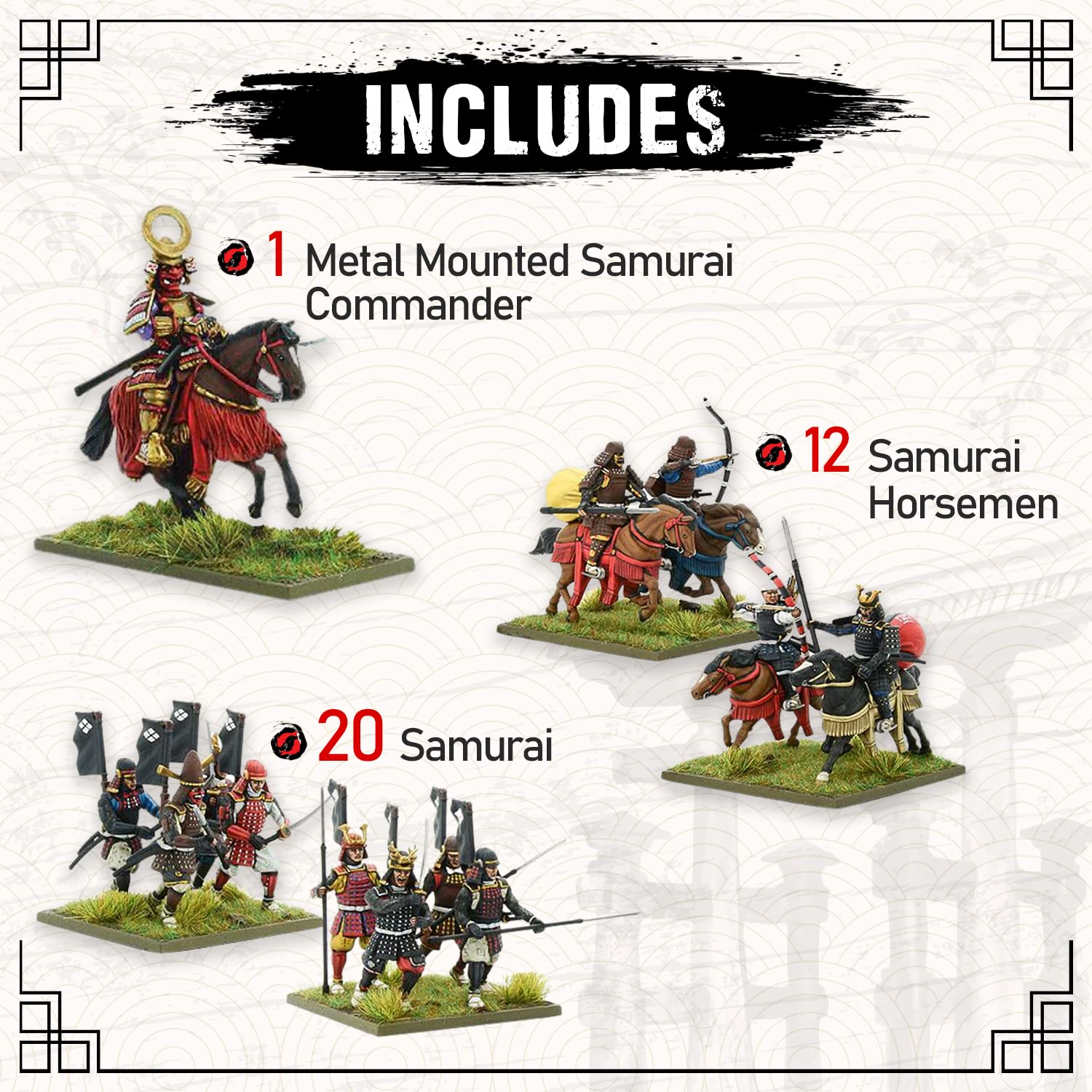 Wargames Delivered Pike & Shotte - Samurai Starter Army. 28mm Base Revolutionary Miniature Military Soldiers for Miniature War Game, and Model War by Warlord Games