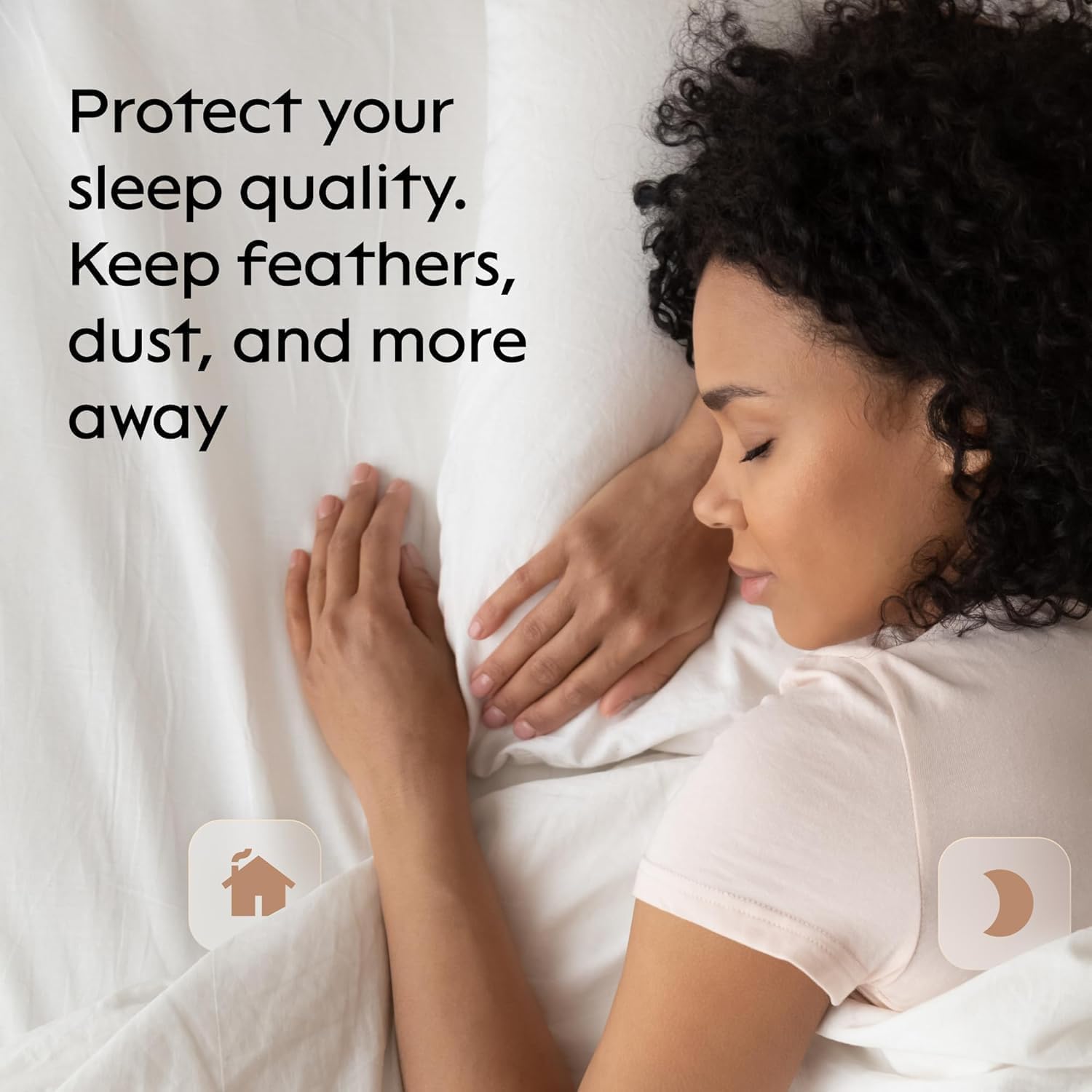 4 Pack Waterproof Pillow Protectors Standard 20x26 Inches Smooth Zipper Premium Encasement Covers Quiet Cases Set White 100% Liquid Protection