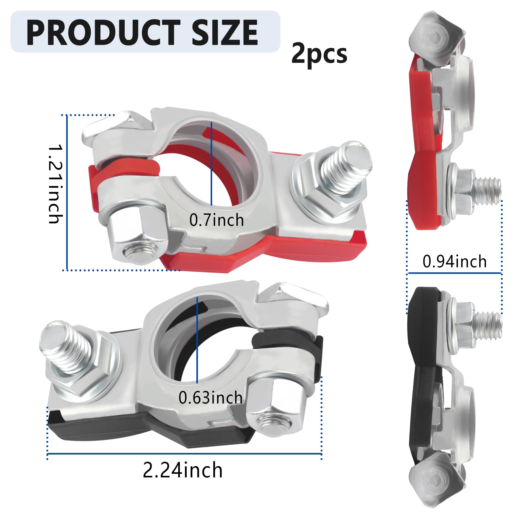 2PCS Car Battery Terminals Compatible with Nissan Altima Maxima,Copper Battery Terminal Connectors for Battery Cable Ends,Negative & Positive Battery Terminal OEM#243407F001 243407F000