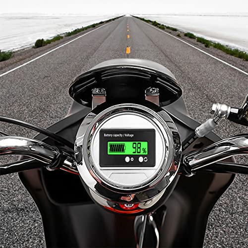 Battery Capacity Voltage Meter with Alarm, Waterproof LCD Display and Backlight Digital Testers, 24V 12V 36V 48V Lead-Acid Lithium ion Battery Gauge, Fit for Car Golf Cart RV Marine (Green)