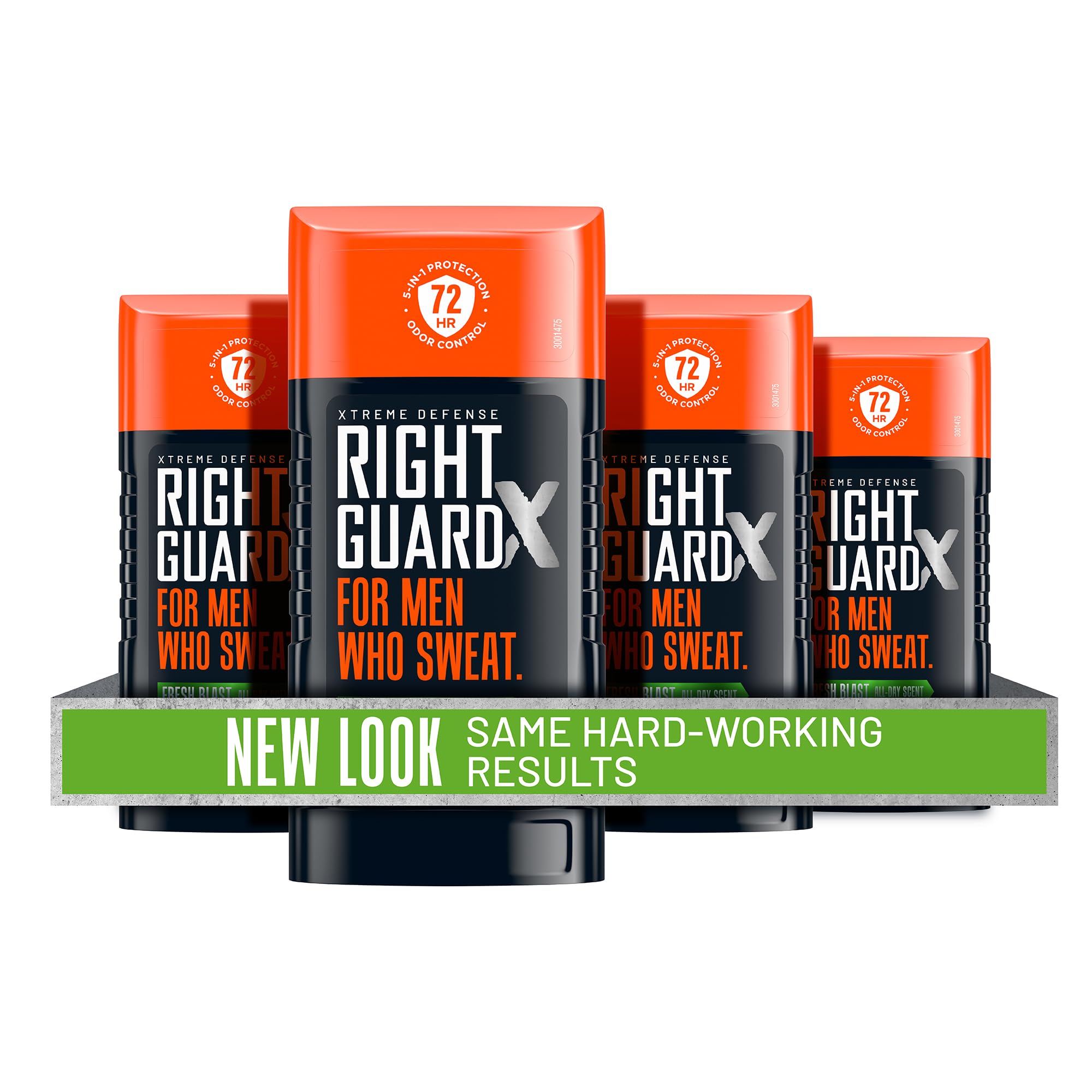 Right Guard Xtreme Defense Antiperspirant Deodorant Invisible Solid Stick, Fresh Blast, 2.6 Ounce , 4 Count (Pack of 1)