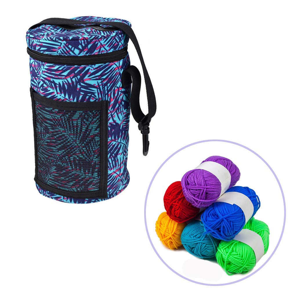 LNKA Knitting Bag for Yarn Storage,Crochet Hooks, Needles and Woolfor Accessories and Slits on Top to Protect Yarn and Prevent Tangling (Free 6 Pack Cotton Mini Yarn) (Medium Size+6 Pack Yarn)