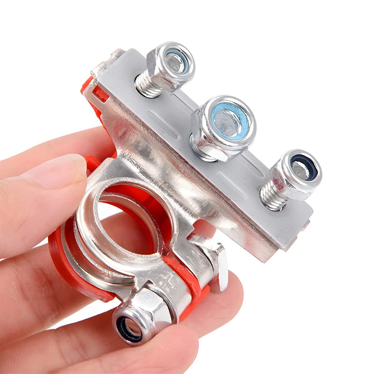zipelo Battery Terminal Connectors, 2 PCS Pure Copper Terminals Clamp, Automotive 3 Way Battery Wire Cable Connector Kit, Positive and Negative Quick Release Disconnect for Car Boat Van