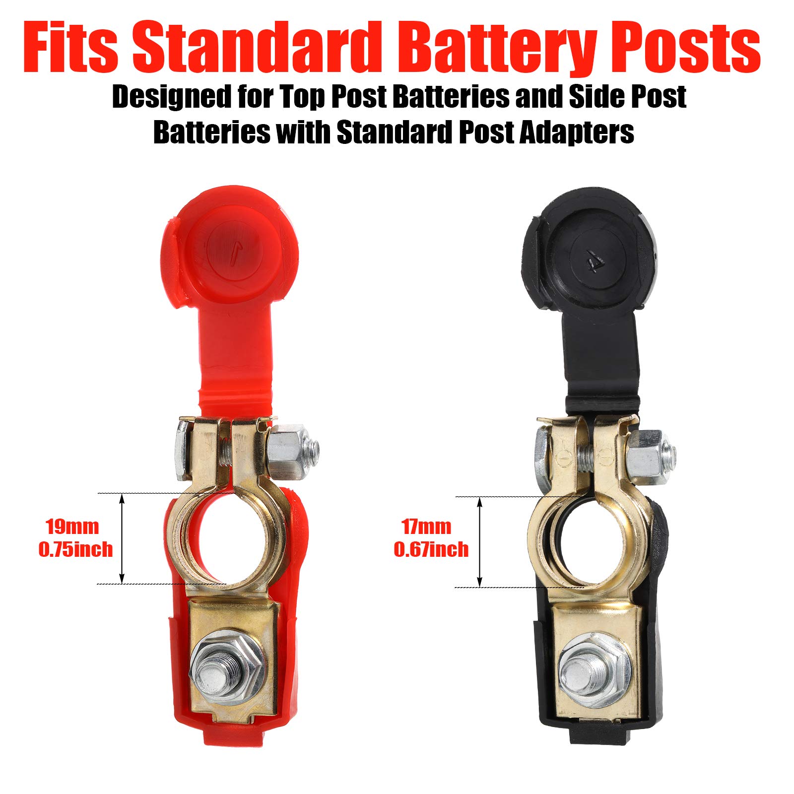 Frienda 6 Pcs Car Copper Battery Terminal Clamps Connectors Quick Release Battery Terminals Clamps Negative and Positive, 12v/ 24v/ 48v Compatible with Boat Truck Car Van