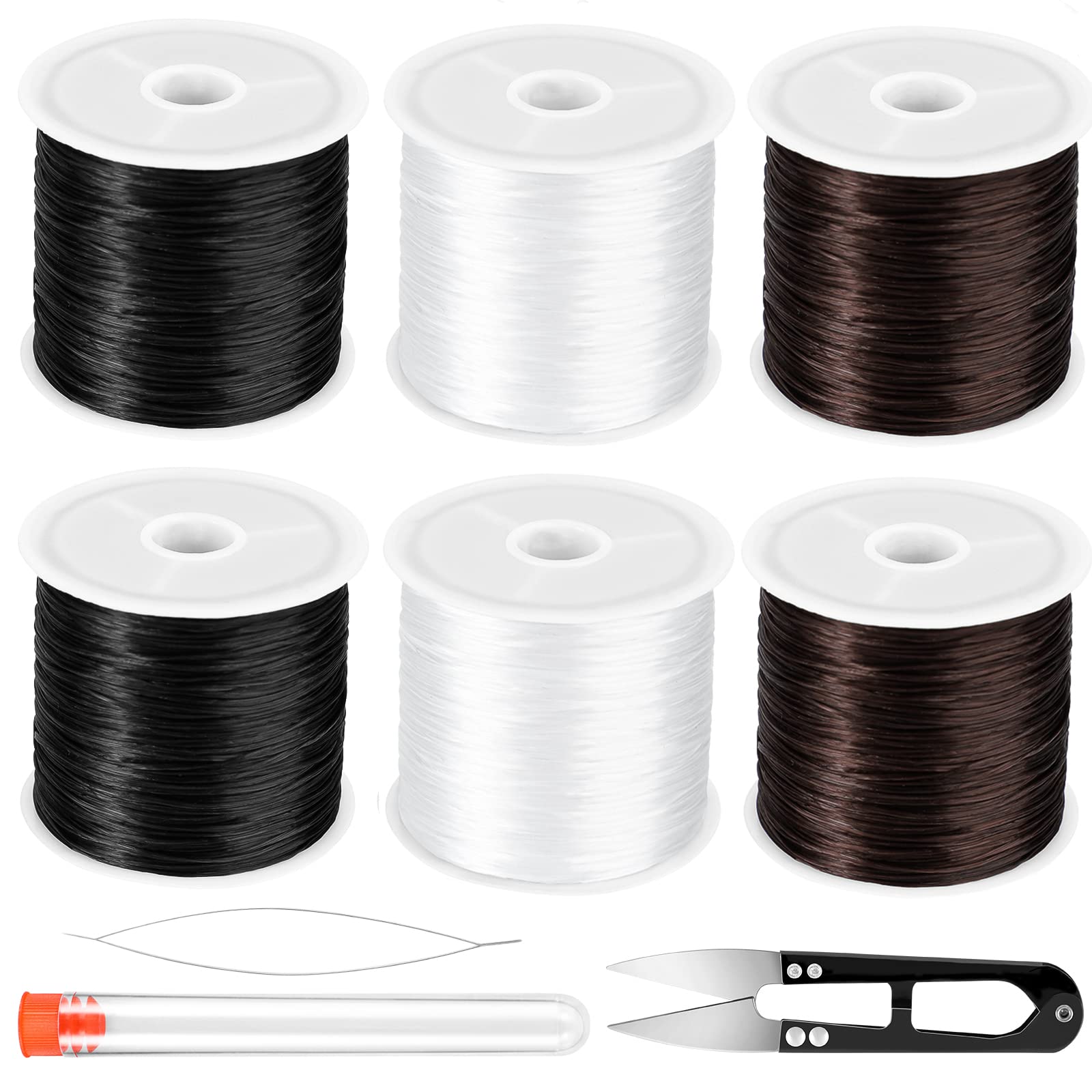 6 Rolls 0.8mm Elastic String for Bracelets, 1181Ft Stretchy String for Bracelets Jewelry Making, Seed Beads, Pony Beads