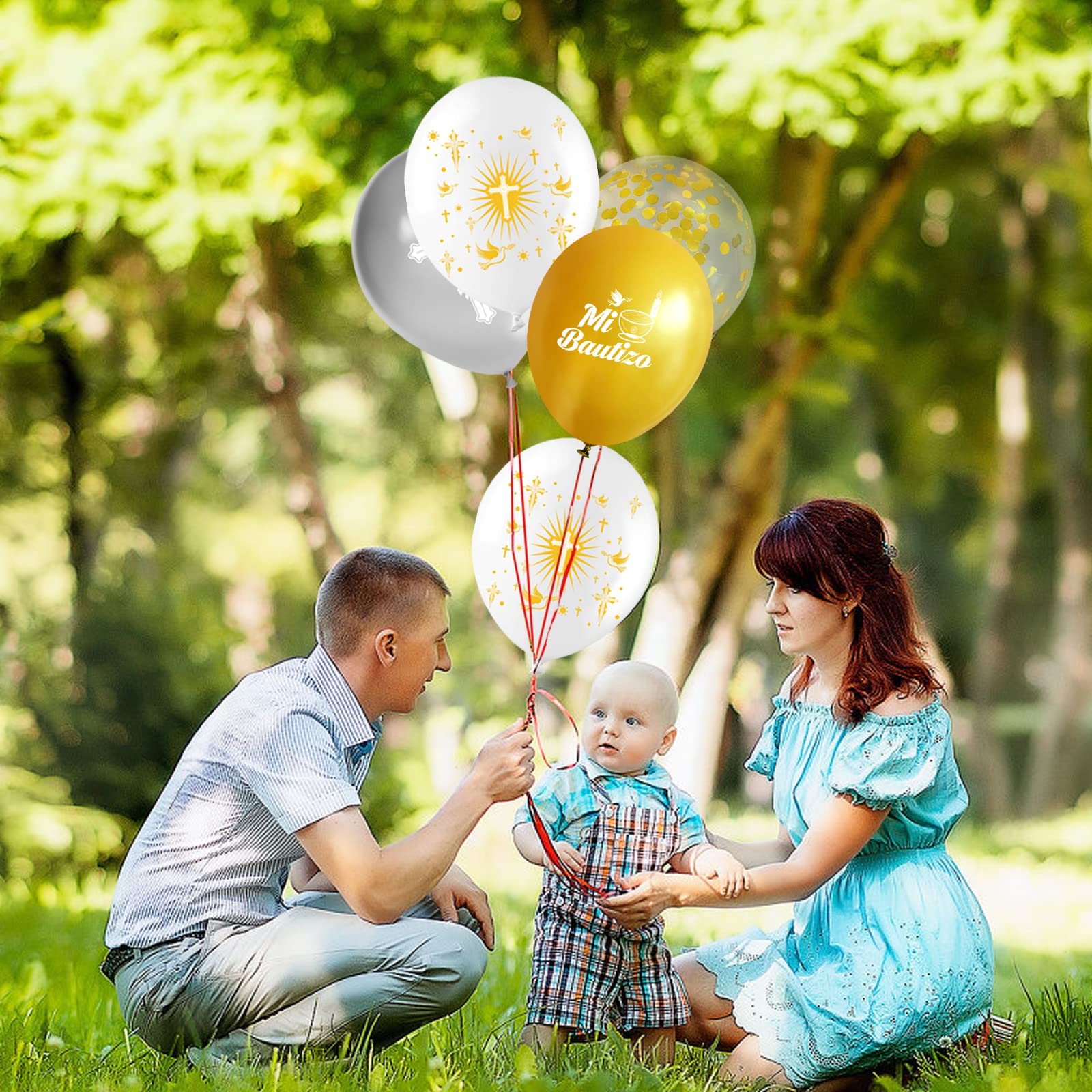 50Pcs Mi Bautizo Balloons Cross and Dove Balloons for Baptism Decorations Christening First Communion Mi Bautizo Decorations Baby Shower