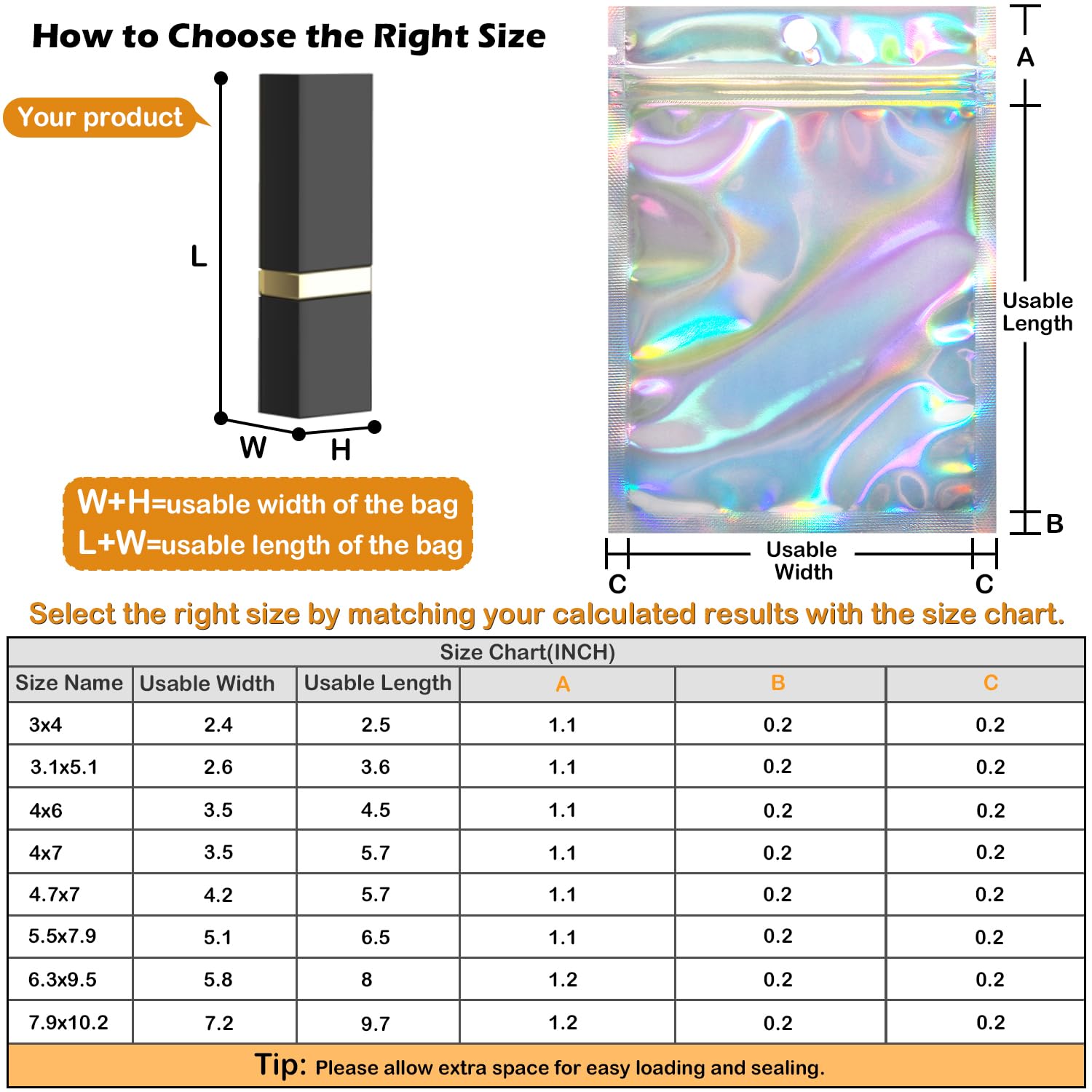 EgticLive 100 Pack Holographic Bags for Small Business, 4 x 6", Resealable Ziplock Foil Pouch Bags for Multipurpose Storage (4 X 6 inches)