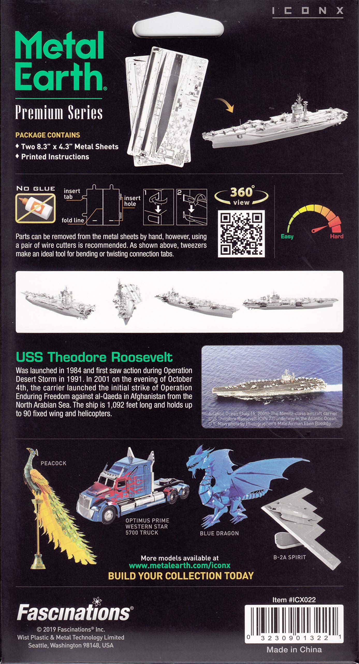 Fascinations Metal Earth ICONX USS Theodore Roosevelt CVN-71 3D Metal Model Kit