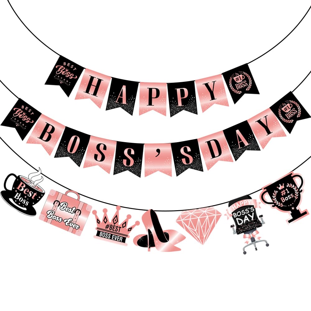 Happy Boss’s Day Banner Party Decorations Supplies - International Boss Day Hanging Banner Number 1 Boss Decoration Banner Best Boss Ever Party Decor