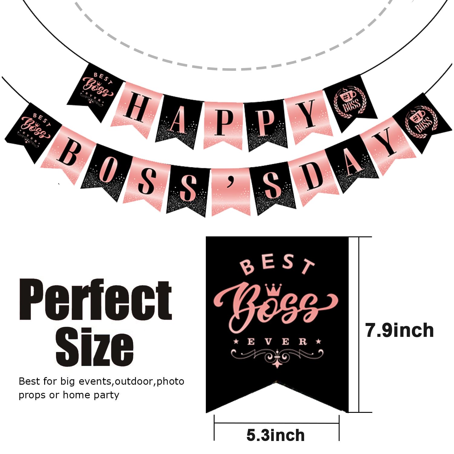 Happy Boss’s Day Banner Party Decorations Supplies - International Boss Day Hanging Banner Number 1 Boss Decoration Banner Best Boss Ever Party Decor