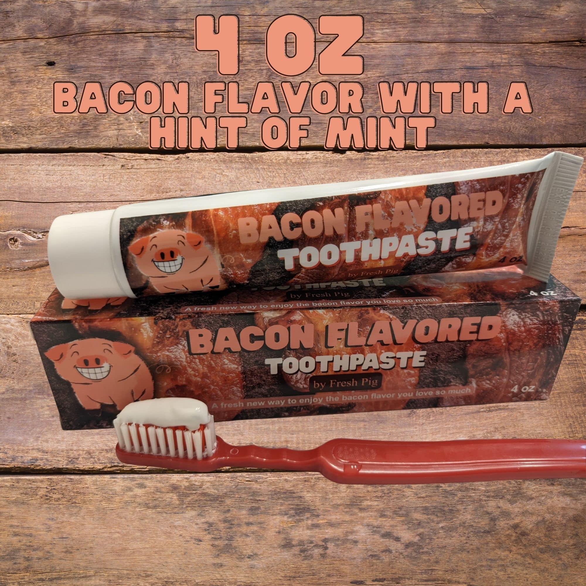 Fresh Pig Bacon Flavored Toothpaste - a Fun Gift for Bacon Lovers, Coworker Secret Santa