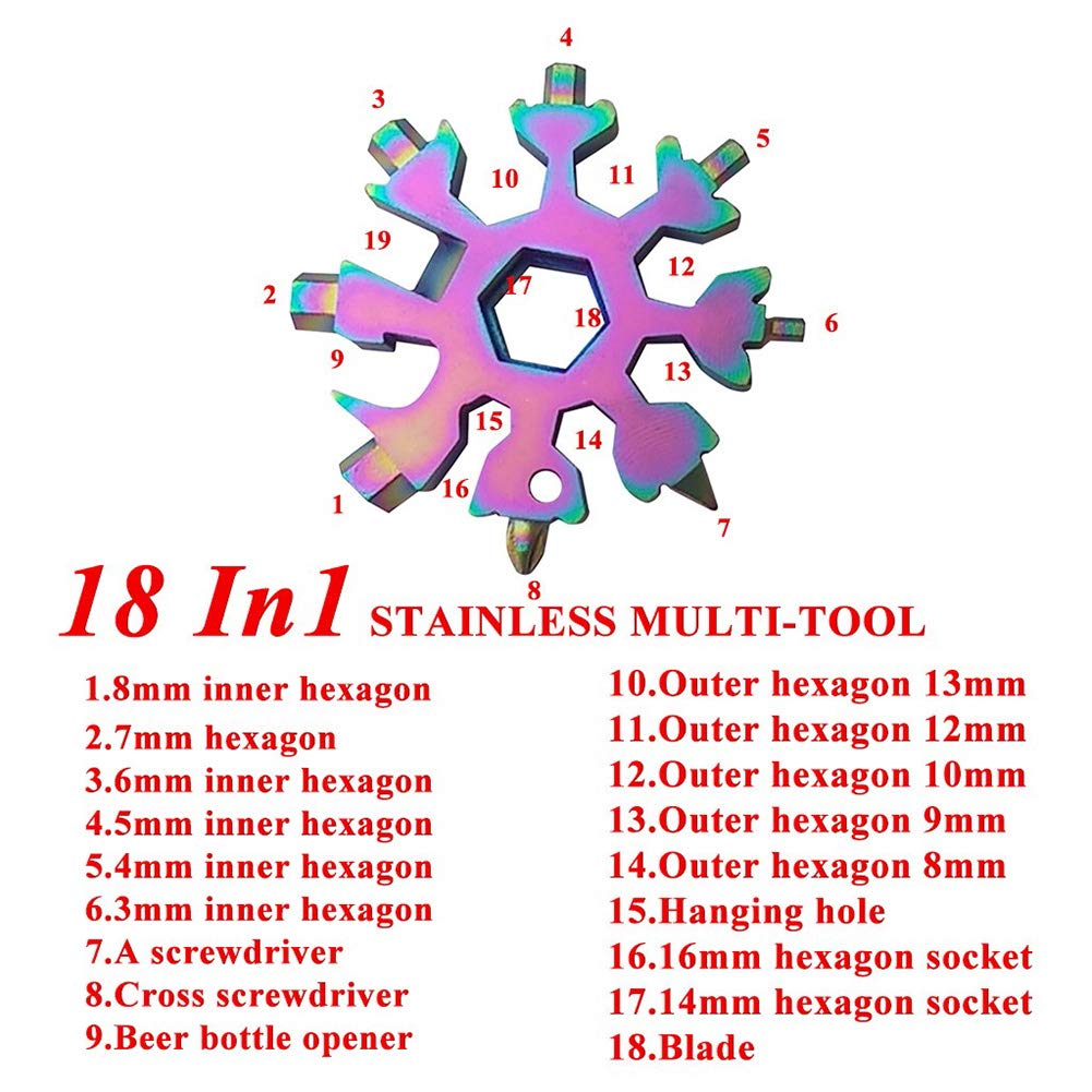 3 Pack Snowflake 18-in-1 Multi Tool, Stainless Steel Snowflake Bottle Opener/Flat Phillips Screwdriver Kit/Wrench, Durable and Portable to Take