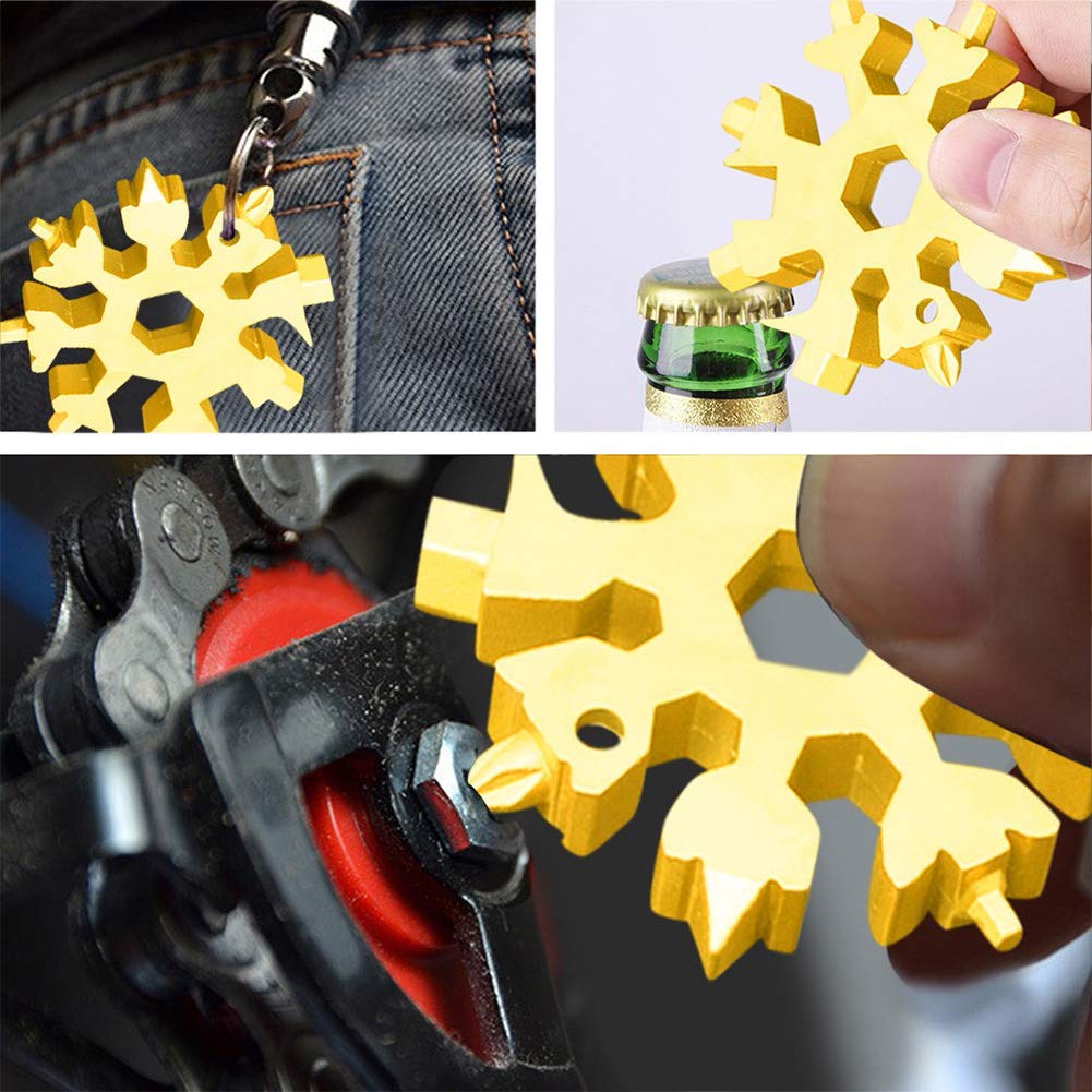 3 Pack Snowflake 18-in-1 Multi Tool, Stainless Steel Snowflake Bottle Opener/Flat Phillips Screwdriver Kit/Wrench, Durable and Portable to Take