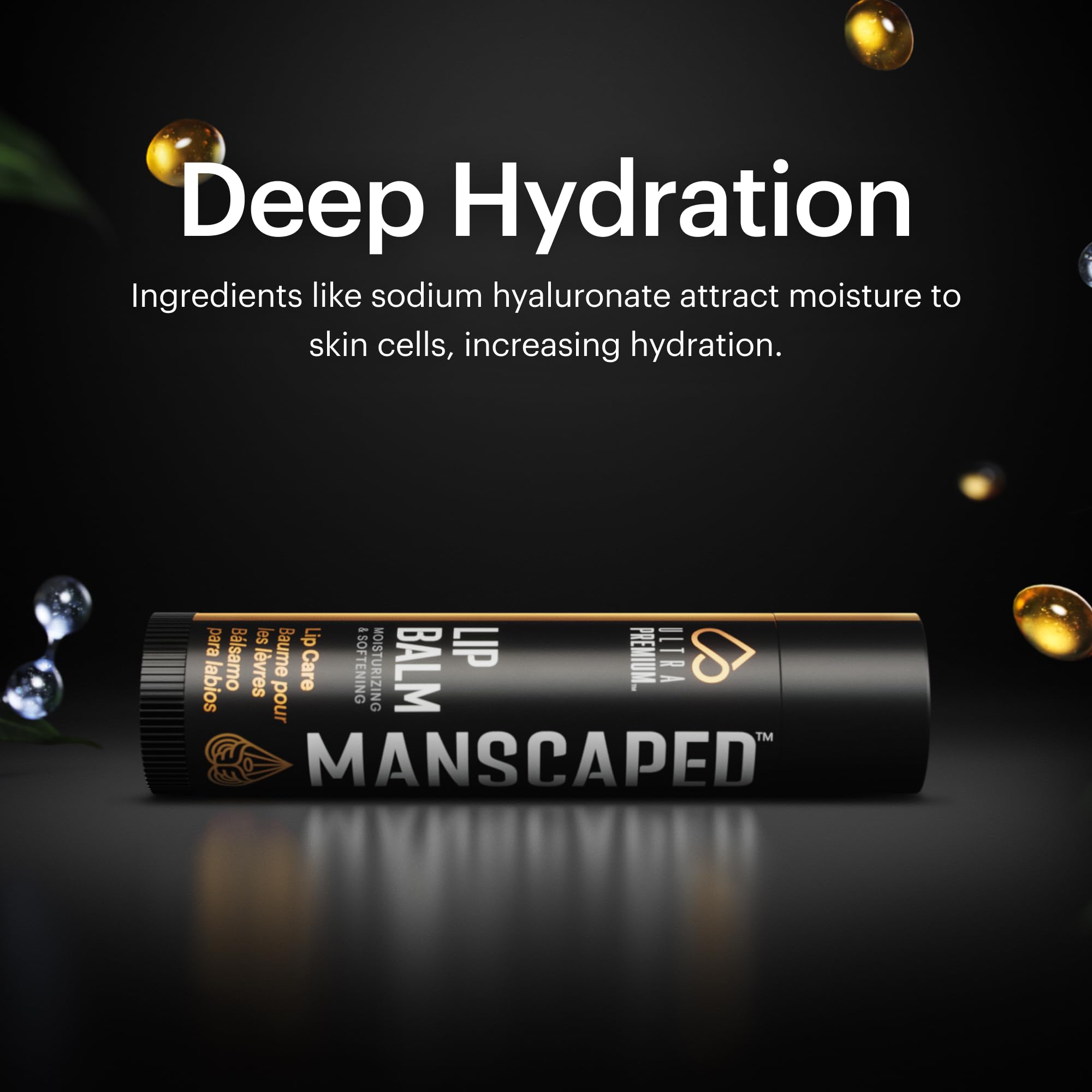 MANSCAPED® Moisturizing and Soothing Lip Balm, Infused with Vitamin E, Peppermint Oil, and Eucalyptus Oil for Chapped Lips, Matte Finish (3-Pack)
