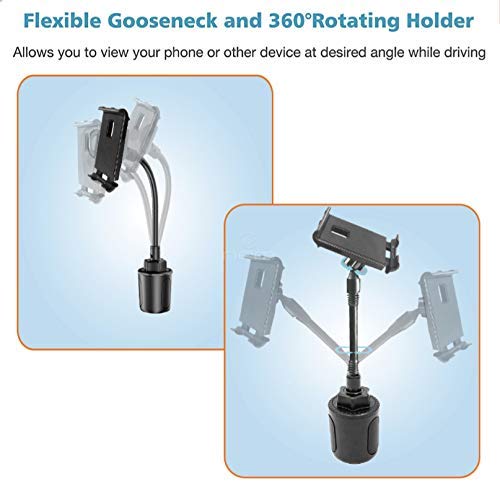 Fast Track USA 360 Car Cup Phone and Tablet Mount Holder 2-in-1 Tablet and Smart Phone Flexible Gooseneck Stand Fits Any Tablet or Smartphone with a Screen Width Between 4 in and 10.5 in