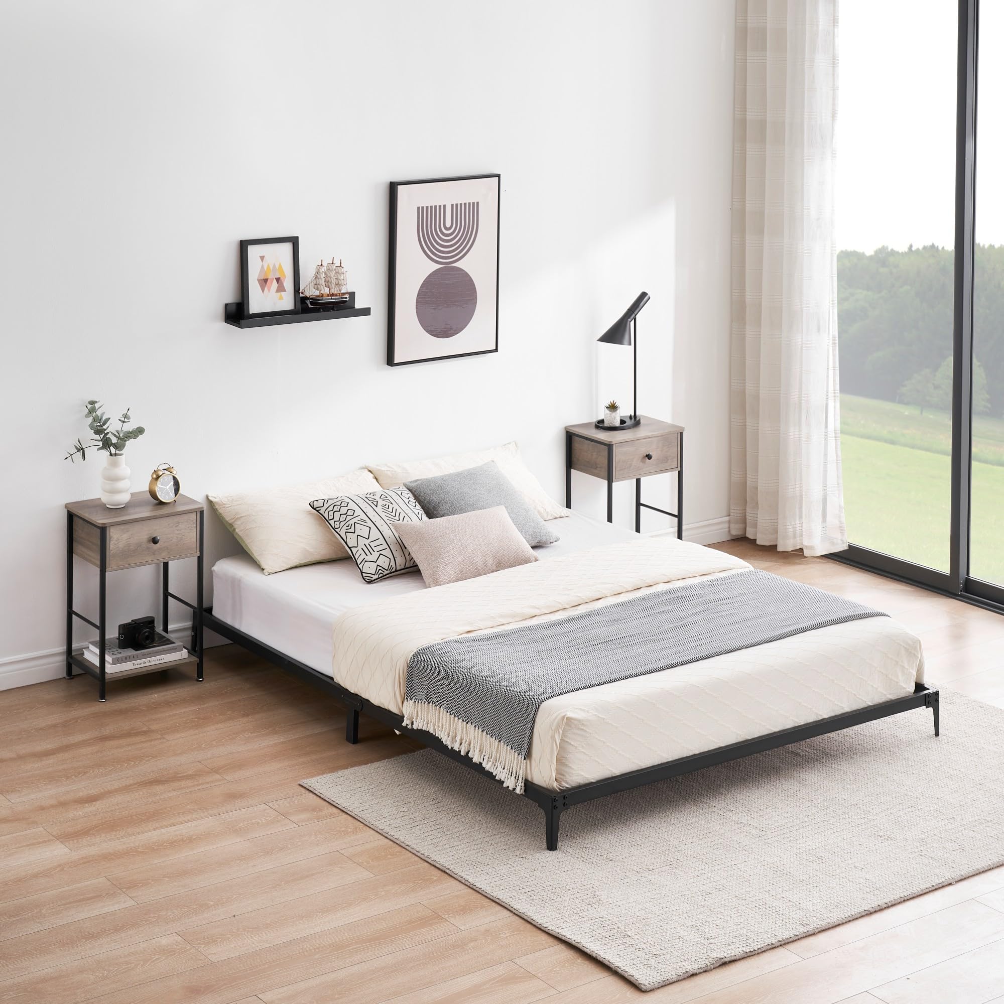 GAOMON 6 Inch Low Queen Bed Frame Heavy Duty Metal Mattress Foundation Platform Sturdy Steel Slat No Box Spring Needed, Easy Assembly, Noise Free