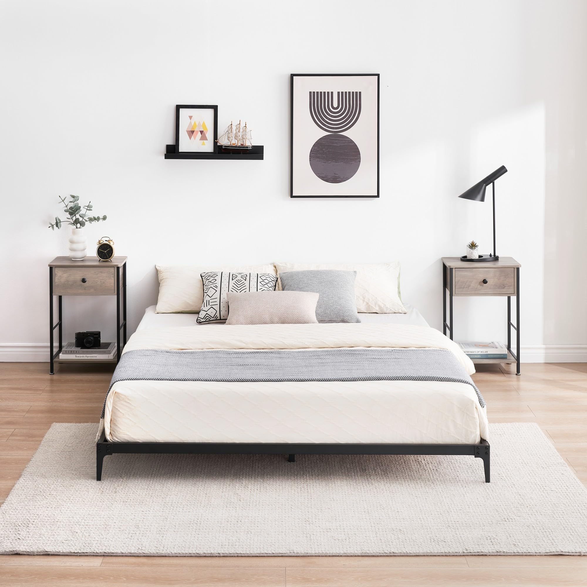 GAOMON 6 Inch Low Queen Bed Frame Heavy Duty Metal Mattress Foundation Platform Sturdy Steel Slat No Box Spring Needed, Easy Assembly, Noise Free