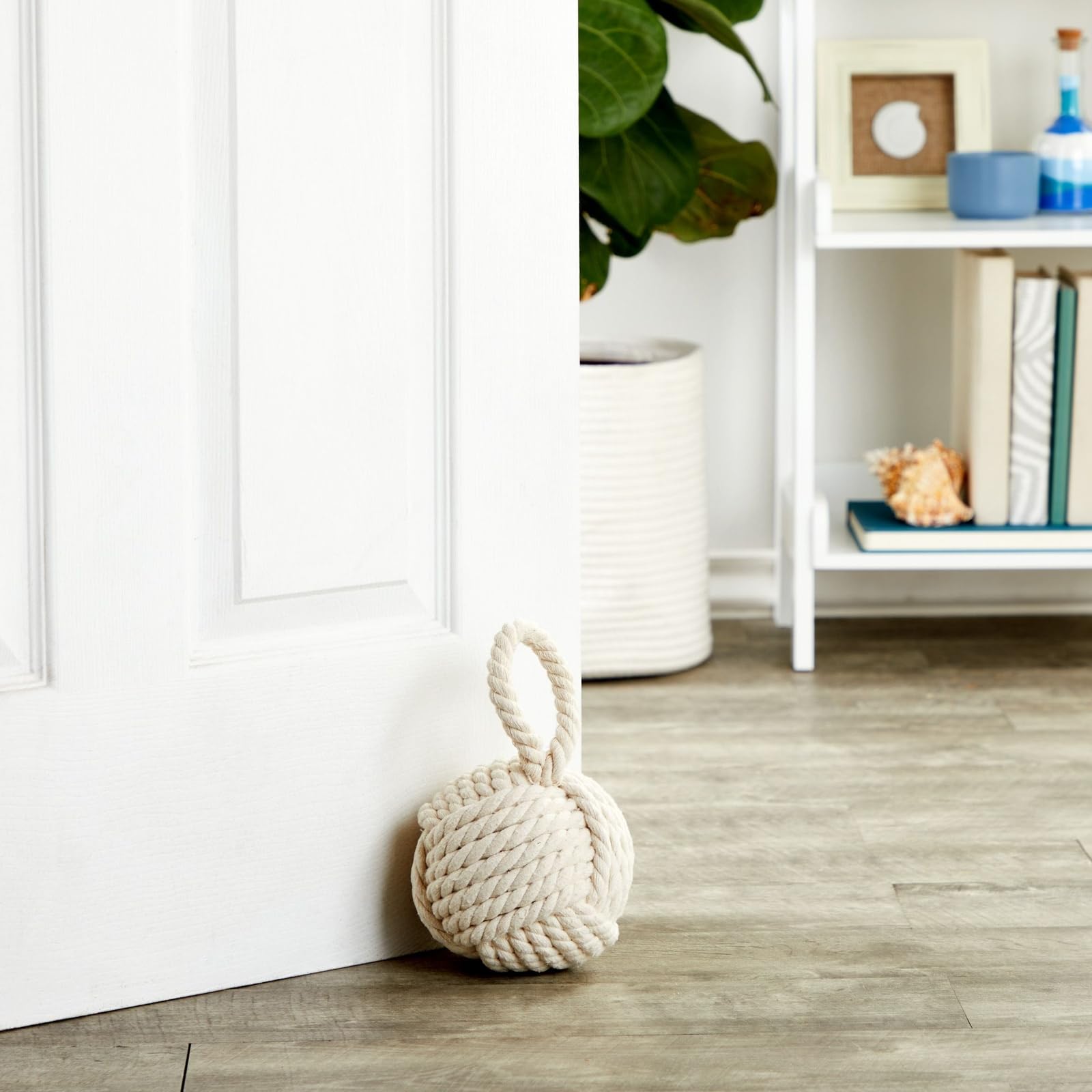Decorative Weighted Door Stop with Handle, Nautical Knot Rope for Floor, 3.5 lbs (6 x 12.5 In)