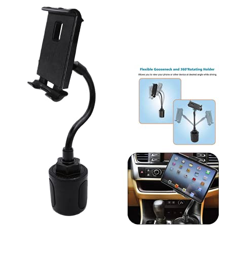 Fast Track USA 360 Car Cup Phone and Tablet Mount Holder 2-in-1 Tablet and Smart Phone Flexible Gooseneck Stand Fits Any Tablet or Smartphone with a Screen Width Between 4 in and 10.5 in