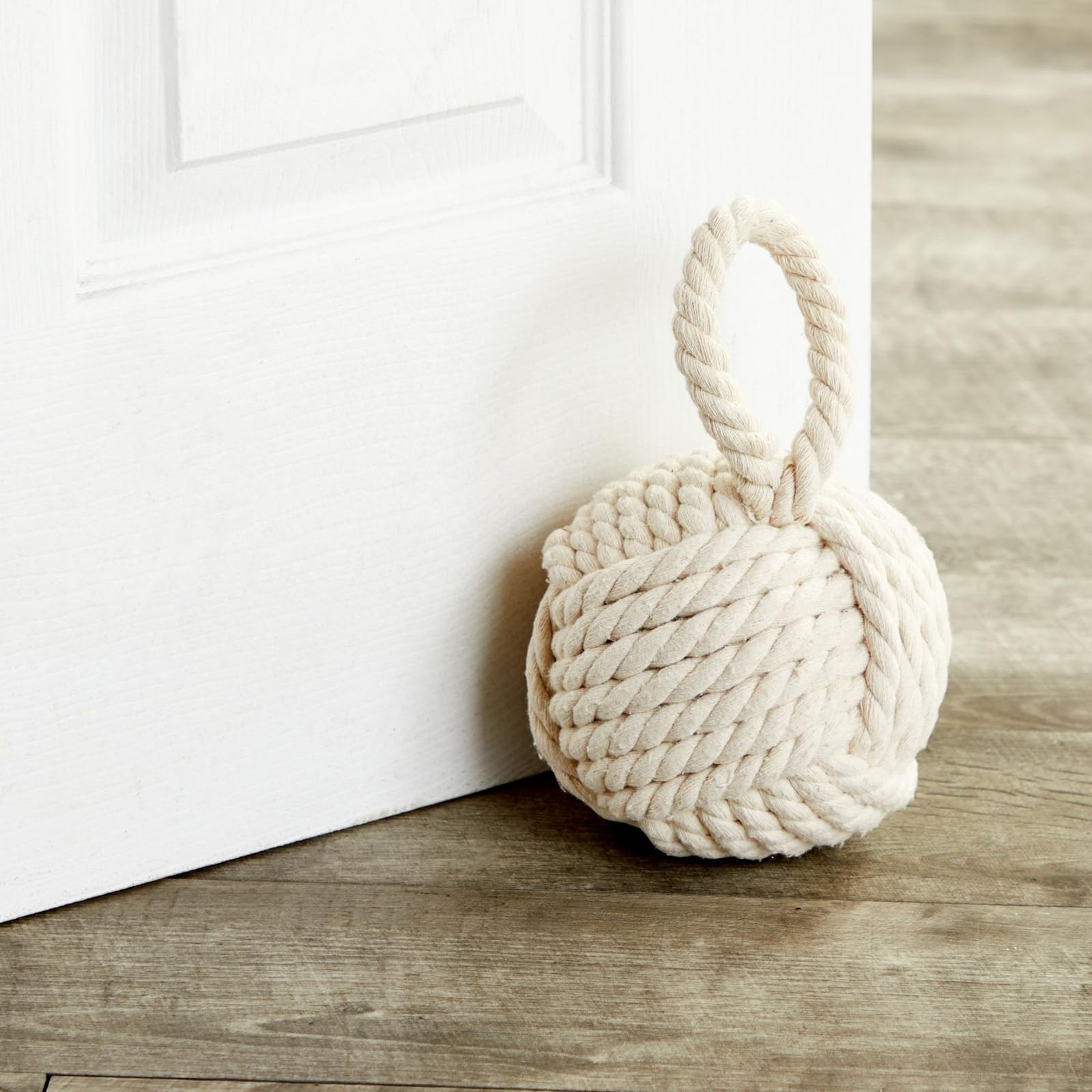 Decorative Weighted Door Stop with Handle, Nautical Knot Rope for Floor, 3.5 lbs (6 x 12.5 In)