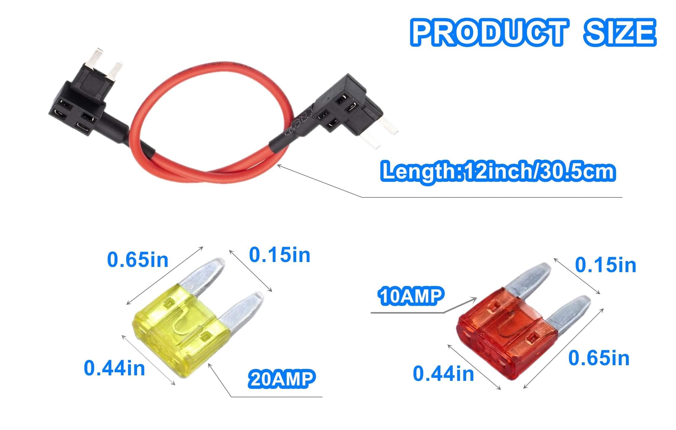 TIPM Bypass Cable, Fuse Adapter Fuse Holder,Repair Fuel Pump Relay Bypass Cable Compatible with Dodge Ram 1500 2500 3500 Jeep Chrysler VW 2007-2016, 14AWG Wire/20AMPs Replace CBWPR091AA