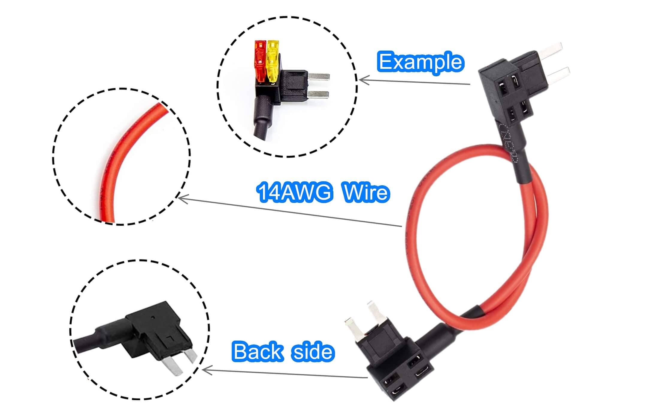 TIPM Bypass Cable, Fuse Adapter Fuse Holder,Repair Fuel Pump Relay Bypass Cable Compatible with Dodge Ram 1500 2500 3500 Jeep Chrysler VW 2007-2016, 14AWG Wire/20AMPs Replace CBWPR091AA