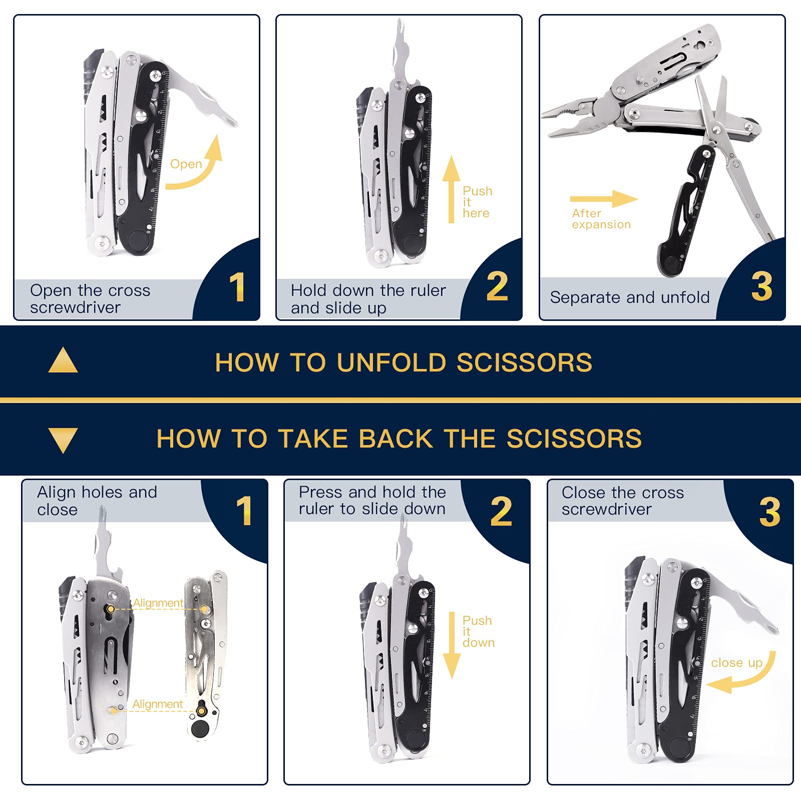 Gifts for Christmas, Multi Tool , 14 in 1 Stainless Steel Portable Multifunction Pliers with Nylon Sheath for Men Women