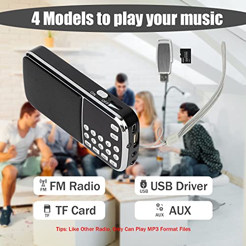 Mfine 088 Mini Speakers Portable Music Player Micro SD/TF USB Disk Speaker FM Radio - Black