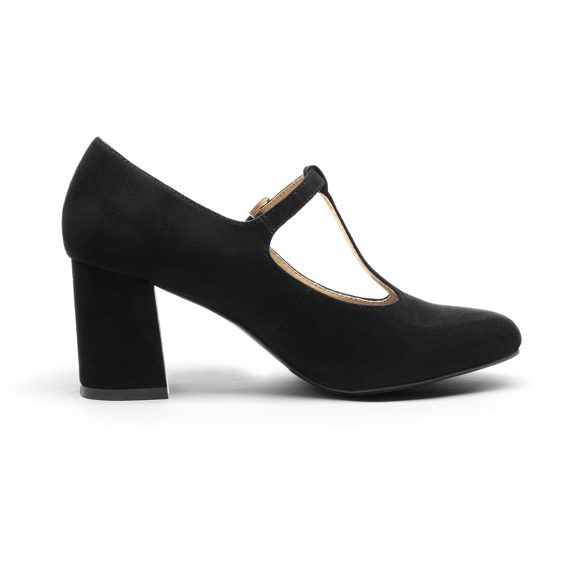 DREAM PAIRS Low Chunky Heels for Women T-Strap Mary Jane Pumps Wedding Dress Shoes,Size 8.5,Black,DPU211
