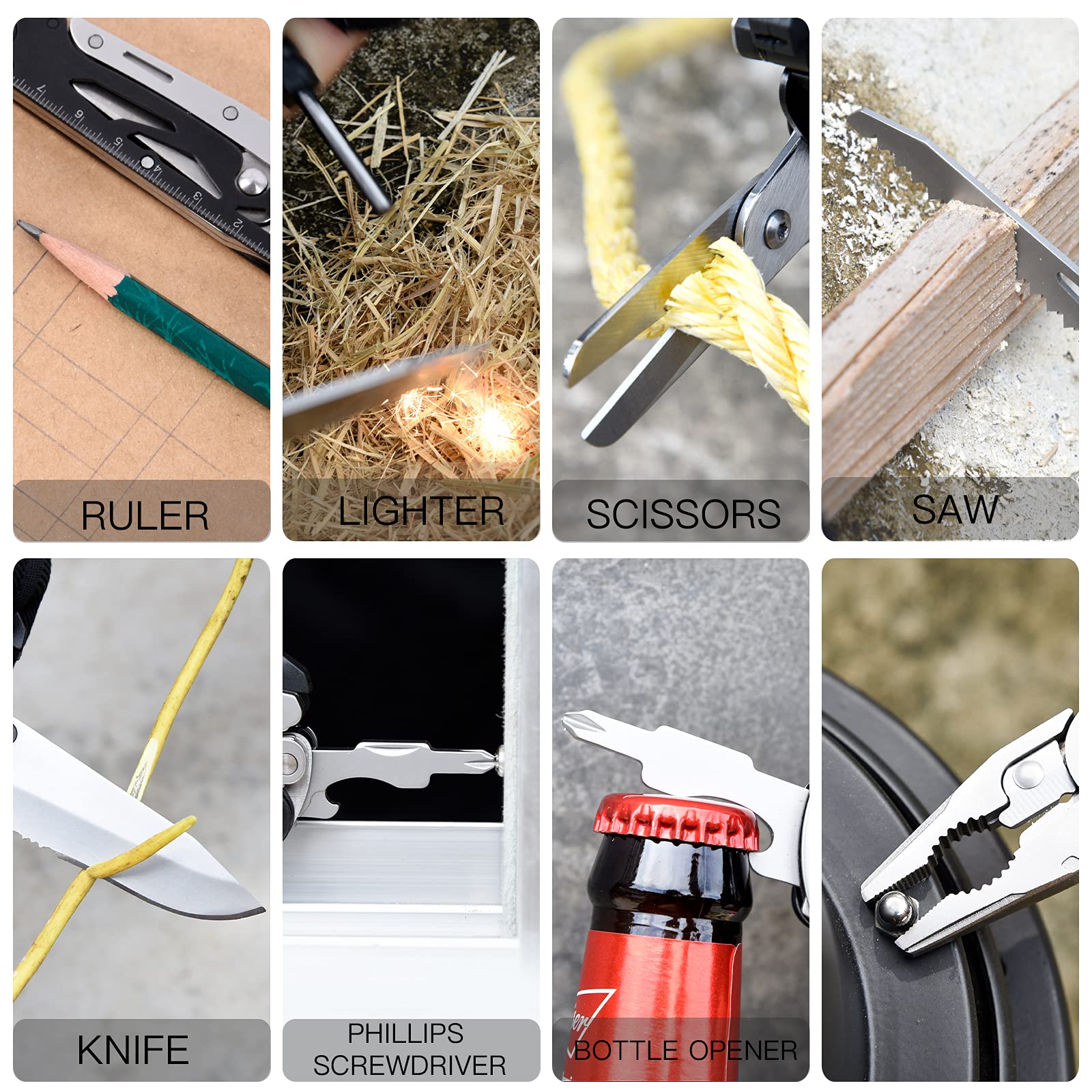 Gifts for Christmas, Multi Tool , 14 in 1 Stainless Steel Portable Multifunction Pliers with Nylon Sheath for Men Women