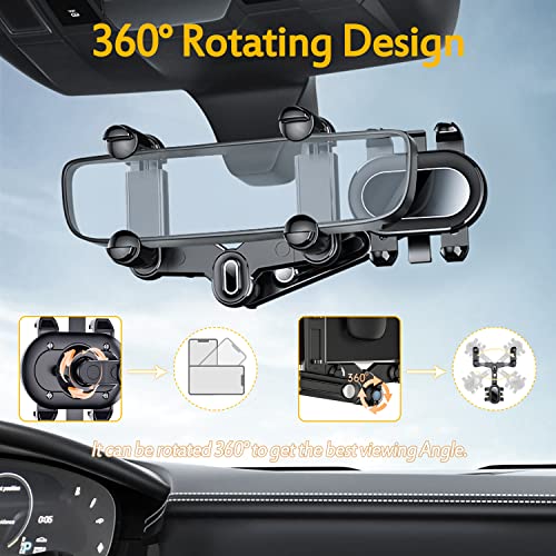 Rear View Mirror Car Phone Holder, Anti-Shake Multifunctional Rearview Mirror Phone Holder for Car, Rearview Holder β Rotatable and Retractable Car Phone Holder Mount, Phone Mount for Car