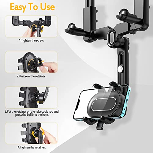 Rear View Mirror Car Phone Holder, Anti-Shake Multifunctional Rearview Mirror Phone Holder for Car, Rearview Holder β Rotatable and Retractable Car Phone Holder Mount, Phone Mount for Car