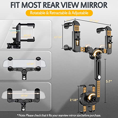 Rear View Mirror Car Phone Holder, Anti-Shake Multifunctional Rearview Mirror Phone Holder for Car, Rearview Holder β Rotatable and Retractable Car Phone Holder Mount, Phone Mount for Car