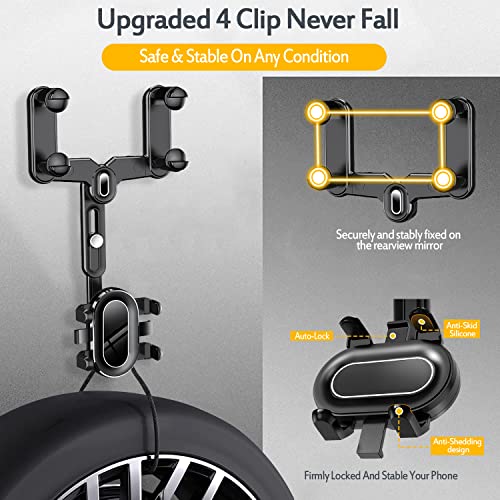 Rear View Mirror Car Phone Holder, Anti-Shake Multifunctional Rearview Mirror Phone Holder for Car, Rearview Holder β Rotatable and Retractable Car Phone Holder Mount, Phone Mount for Car