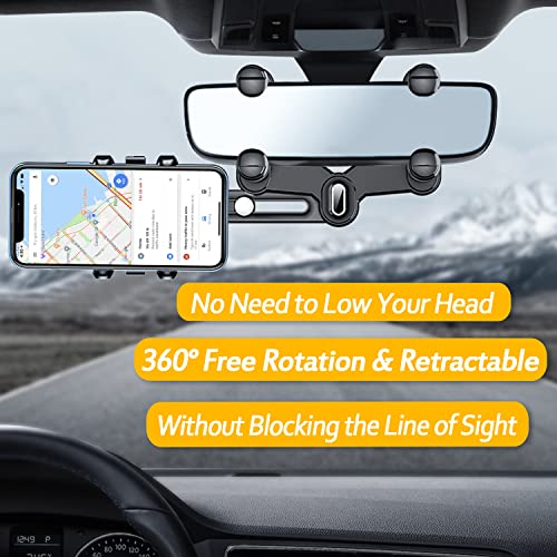 Rear View Mirror Car Phone Holder, Anti-Shake Multifunctional Rearview Mirror Phone Holder for Car, Rearview Holder β Rotatable and Retractable Car Phone Holder Mount, Phone Mount for Car
