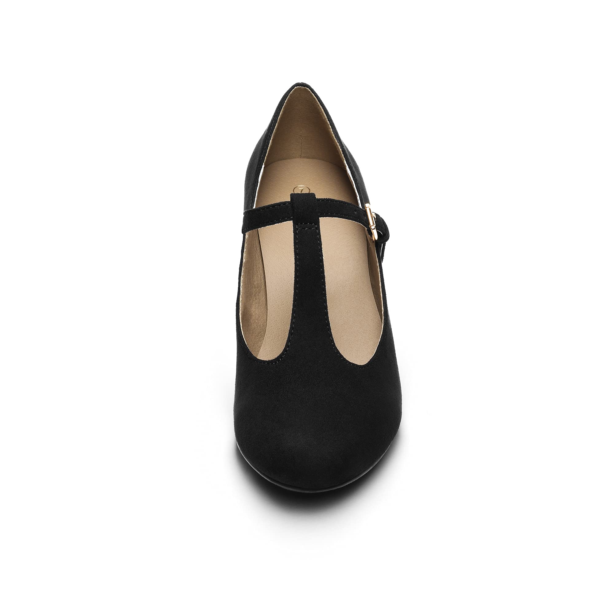 DREAM PAIRS Low Chunky Heels for Women T-Strap Mary Jane Pumps Wedding Dress Shoes,Size 8.5,Black,DPU211