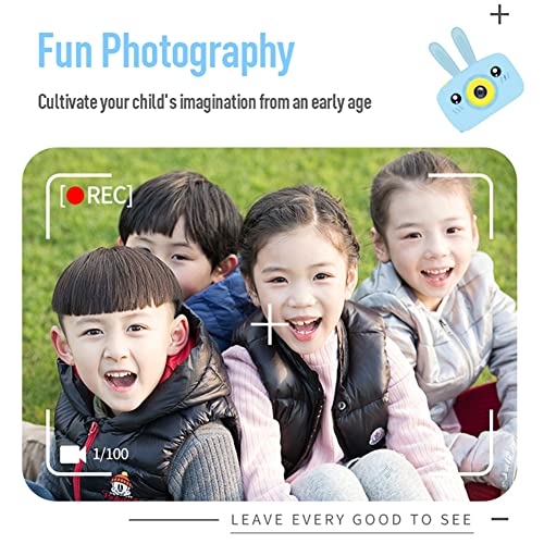 Kids Camera, Rabbit Shape Video LCD Screen Kid Camera, Kids Camera for Girls, USB Data Transfer Kids Digital Camera, Battery Powered Toddler Camera Blue