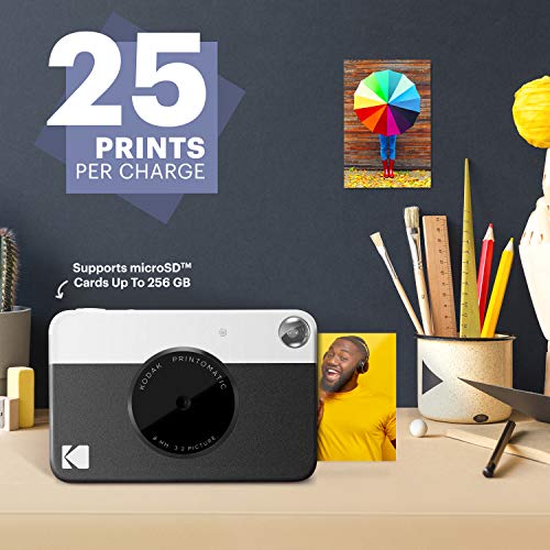Kodak PRINTOMATIC Digital Instant Print Camera (Black) with Kodak 2ʺx3ʺ Premium ZINK Photo Paper (50 Sheets)