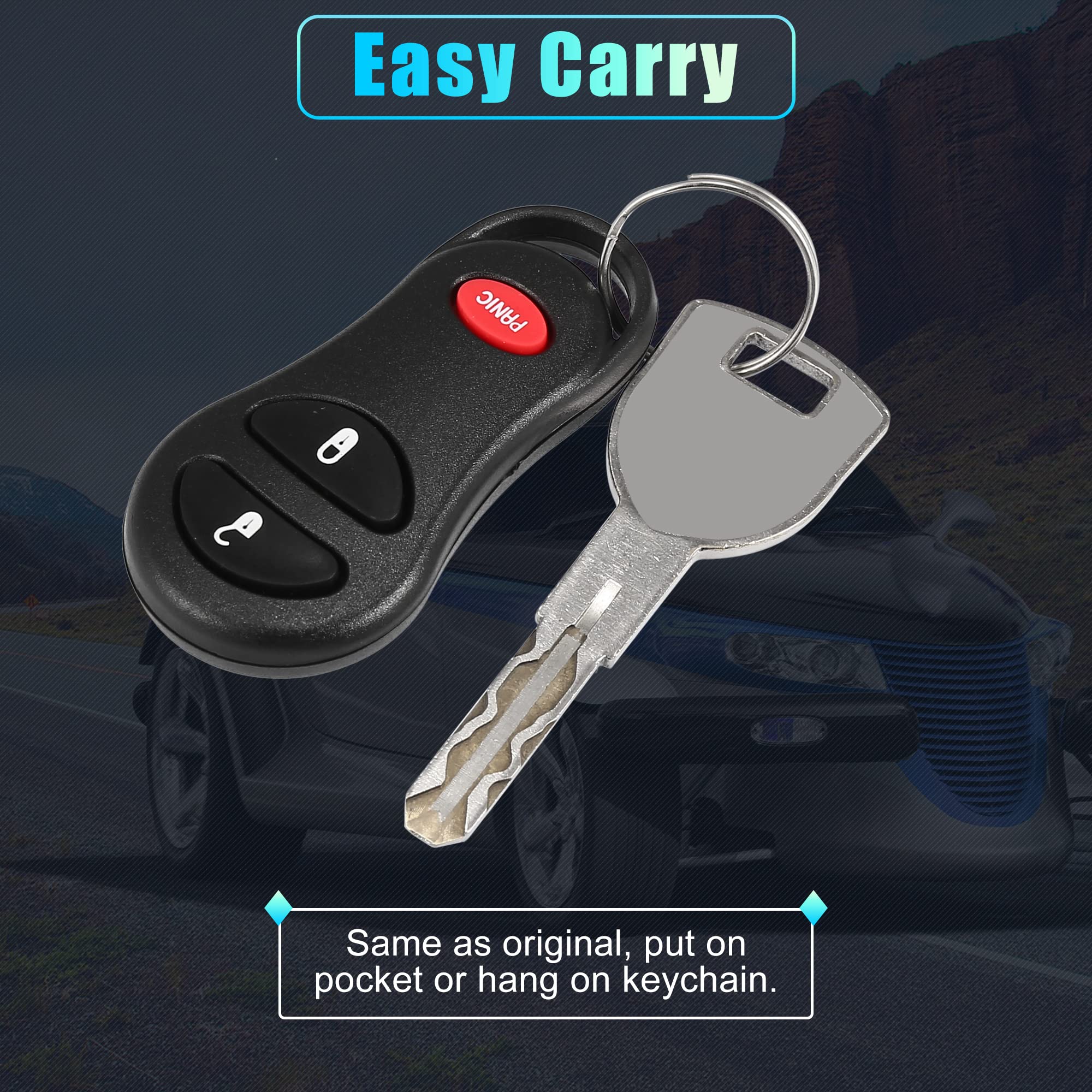 X AUTOHAUX 2pcs GQ43VT17T 315MHz Replacement Keyless Entry Remote Car Key Fob for Dodge for Ram 1500 2500 3500 Pickup 2001-2005 for Dodge Caravan 1999-2003 3 Buttons