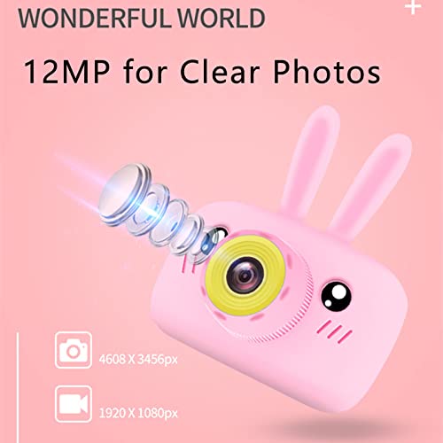 Tgoon Children Photo Camera, Portable MP3 Function Kids Camera Auto Focusing Built in Games for Playing(Pink)