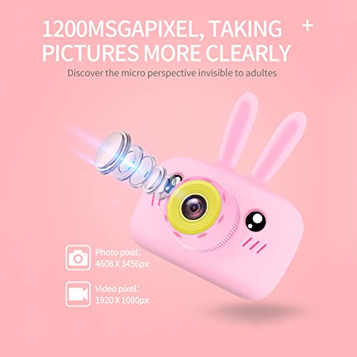 Kids Camera, Rabbit Shape Video LCD Screen Kid Camera, Kids Camera for Girls, USB Data Transfer Kids Digital Camera, Battery Powered Toddler Camera Blue