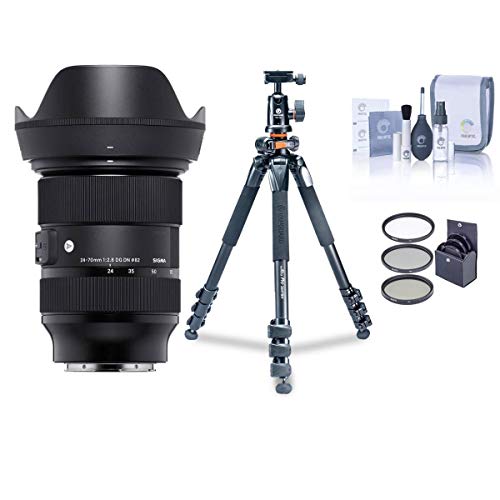 Sigma 24-70mm F2.8 DG DN Art Lens for Sony E, Bundle with Vanguard Alta Pro 264AT Tripod and Ball Head, Cleaning Kit, Cloth