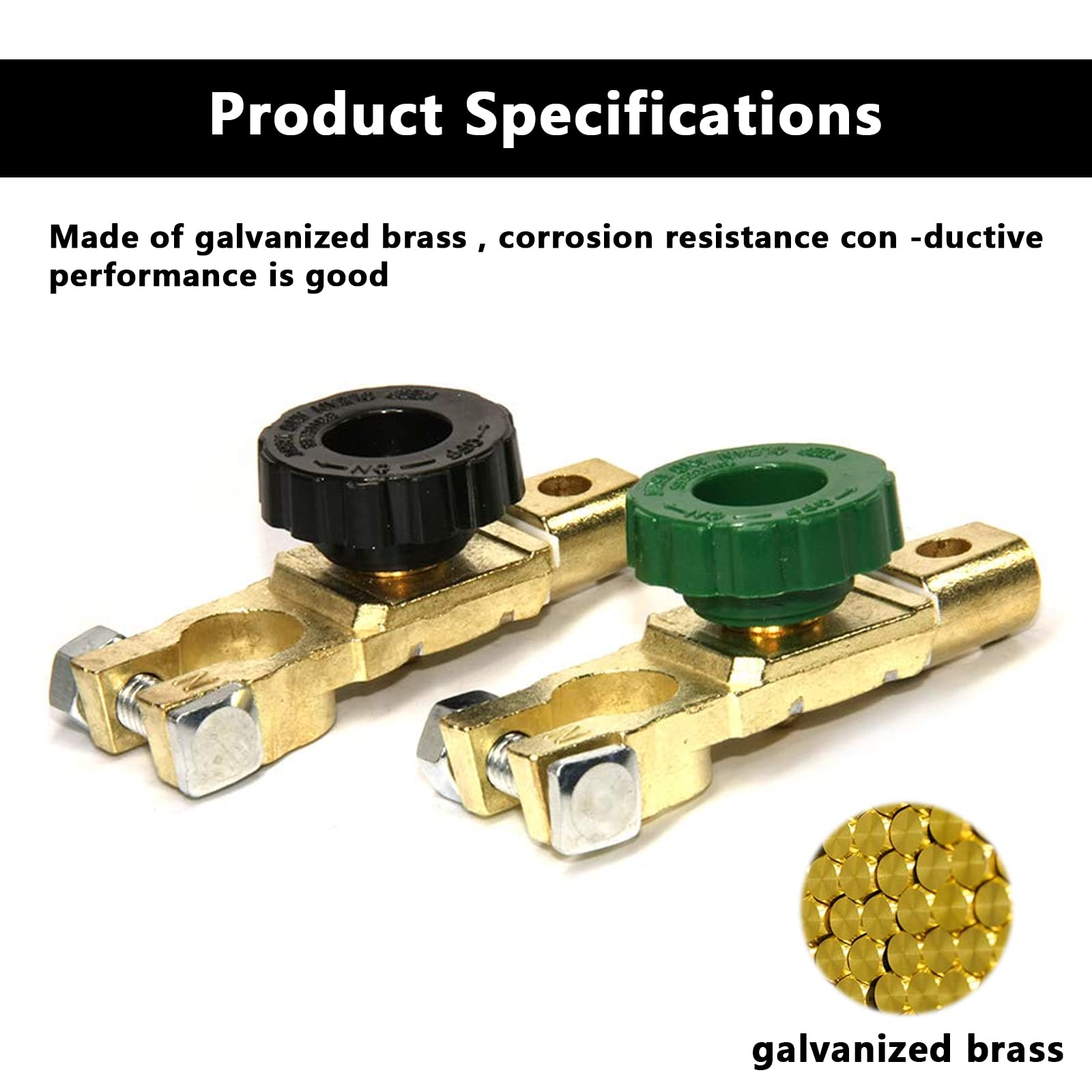cueclue Pack-2 Cable Cut Off Switch, Copper Cable Terminal Link Quick Switch, Cable Disconnect Switch for Most Cars Boats Trucks (Gold)