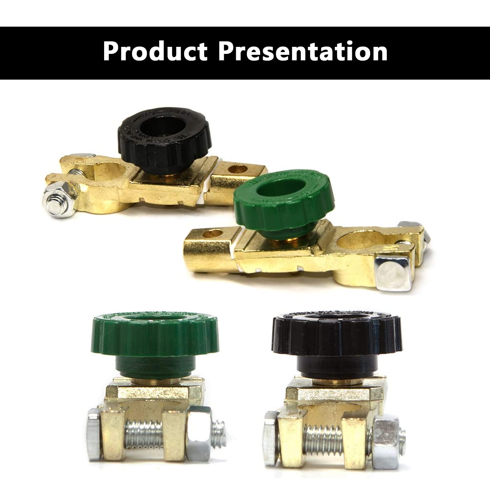 cueclue Pack-2 Cable Cut Off Switch, Copper Cable Terminal Link Quick Switch, Cable Disconnect Switch for Most Cars Boats Trucks (Gold)