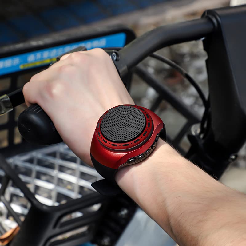 OriDecor Wireless Wearable Waterproof Wrist Portable Bluetooth Speaker Watch with Multi Function FM Radio & MP3 Player & TWS & Selfie & Ultra Long Standby Time for Running, Hiking, Riding(Red)