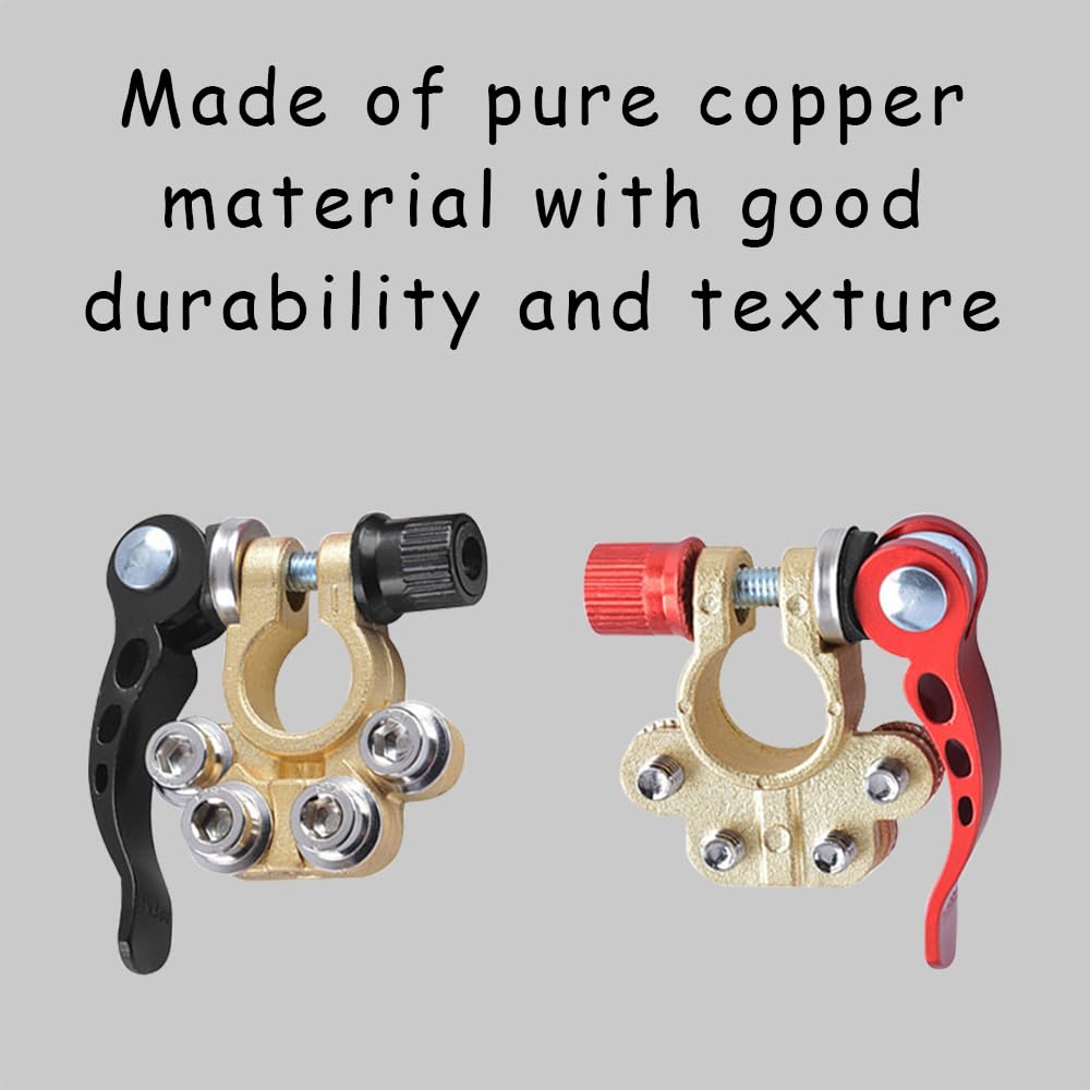 2PCS Car Battery Terminal Connector, Positive Negative Battery Cable Ends, Automotive Terminal Clamps Connectors, 4 Way Quick Release Disconnect Car Battery Terminal Compatible with Cars Vans Trucks