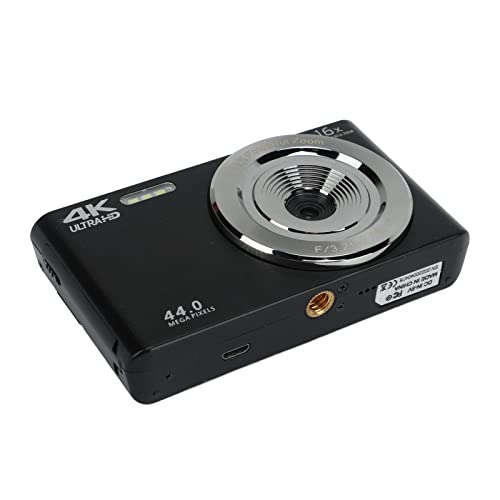 Digital Camera, 4K 16X Digital Zoom Point and Shoot Camera with 2.8 Inch Screen, Portable Compact Camera Travel Camera for Photography (Black)