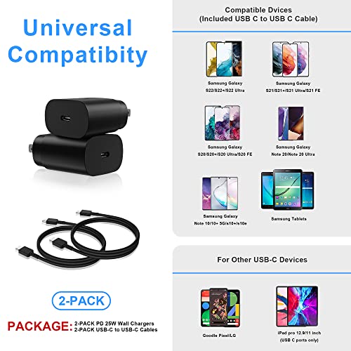 USB C Fast Charger, 25W USB C Wall Super Charger Block with 6FT Type C Charger Fast Charging Cable for Samsung Galaxy S22/S22 Ultra/S22+/S21/S21 Ultra/S20 Ultra/Note 10/Note 20, for iPad Pro 11/12.9