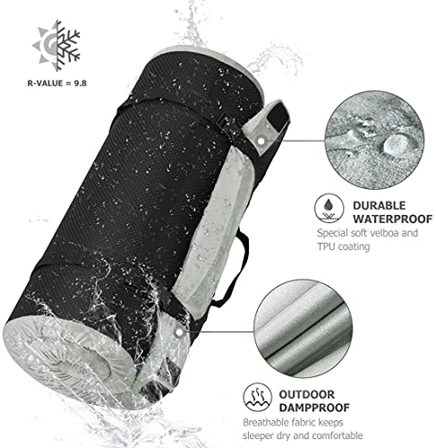 Willpo CertiPUR-US Memory Foam Camping Mattress Portable Sleeping Pad Guest Floor Bed Lightweight Outdoor Tent Mattress with Waterproof Cover & Travel Bag-Kid, Grey